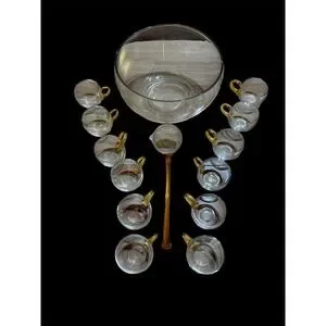 Dining | 14 Pc Hand Blown Crystal Moderno Riekes Crisa Punch Bowl Set ...